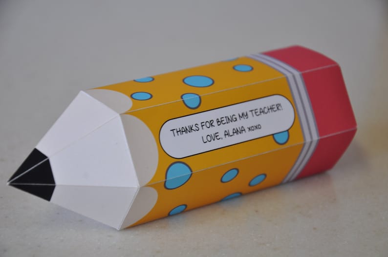 Back to School Pencil Box / Printable 3D Pencil Favor Box - Etsy