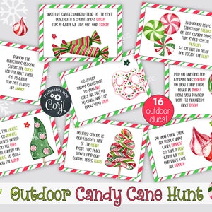 Outdoor Christmas Candy Cane Hunt Clue Cards, Peppermint Fun Family ...