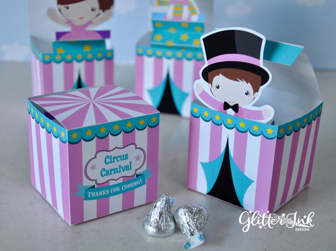 Circus Carnival Kids Pop up Favor Box Jack in the Box PDF Printable ...