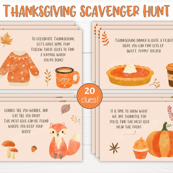 Thanksgiving Treasure Hunt Clues - Etsy