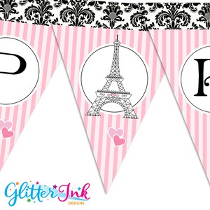 Paris Party Printable Banner / French Themed Birthday Decor / Party in ...