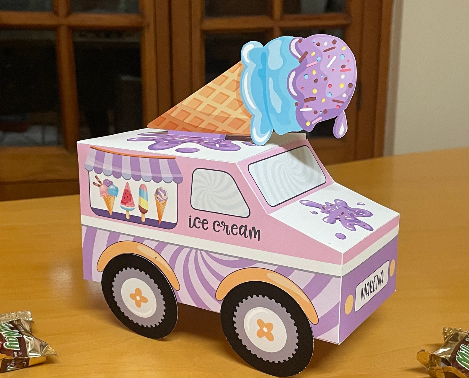 Set of 4 Ice Cream Truck Printable Favor Box Templates / Ice Cream ...
