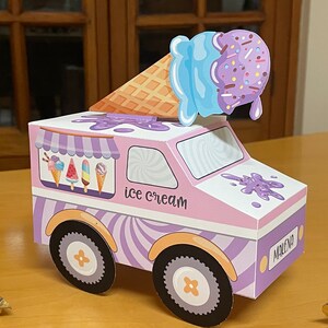 Set of 4 Ice Cream Truck Printable Favor Box Templates / Ice Cream ...