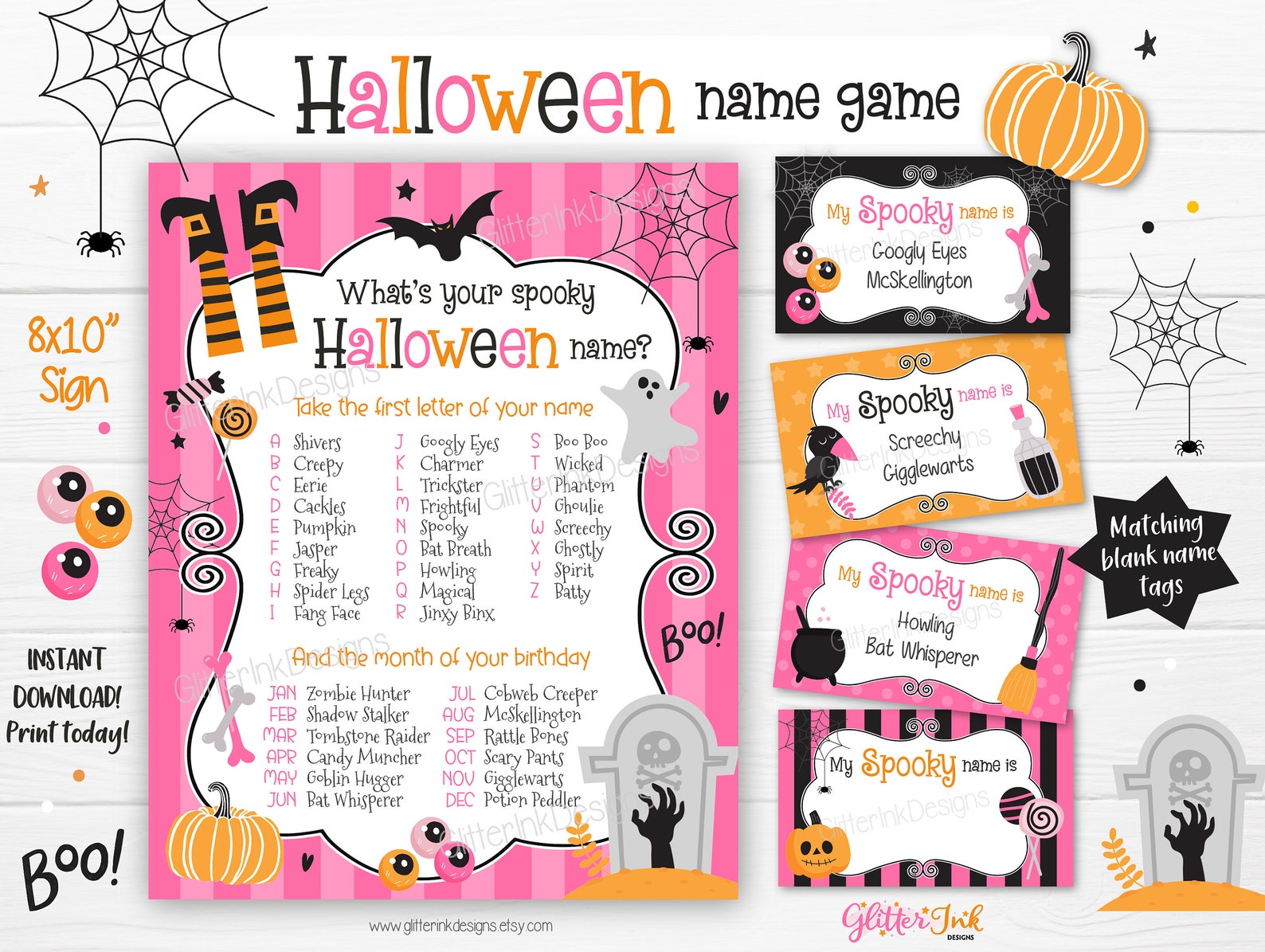 What's Your Spooky Halloween Name Game / Spooktacular Printable Sign ...