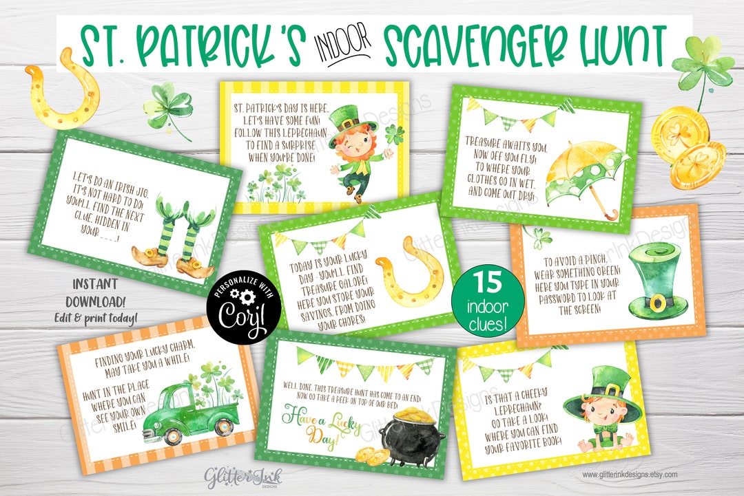 St Patricks Day Scavenger Hunt for Kids / St Patricks Day INDOOR ...