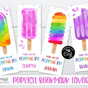 Popsicle Birthday Bookmark Favors / Popsicle Party Favors / Printable ...