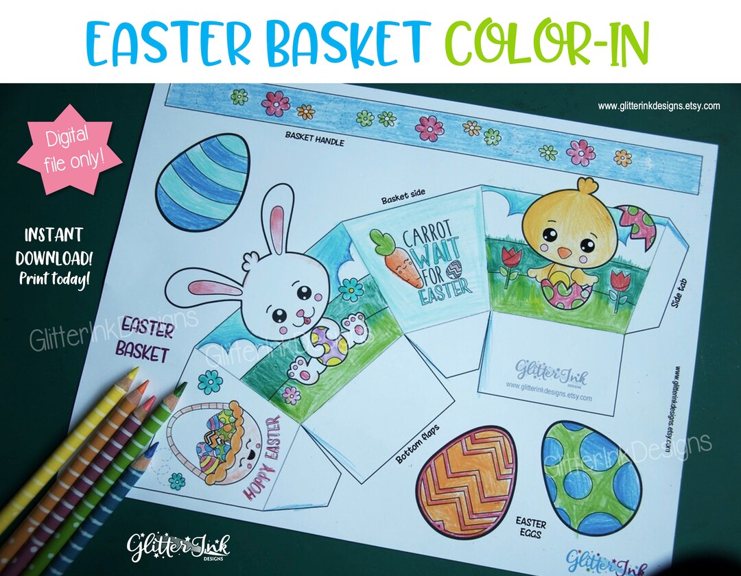 Mini Easter Basket Color-in / Easter Egg Hunt Printable Basket / Easter ...