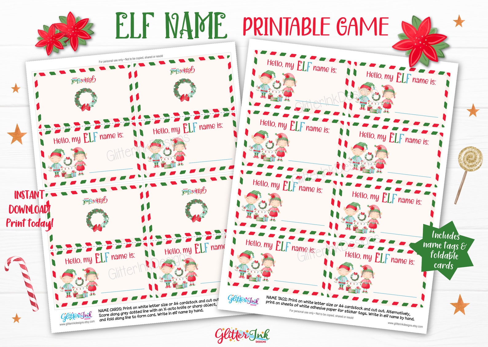 What's Your Elf Name Printable Christmas Games for Kids, Elves Sign ...