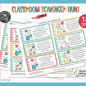 Classroom Scavenger Hunt Rhyming Riddle Clue Cards, Back to School ...