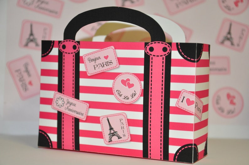 Paris Theme Party Suitcase Favor Box / Paris Party Favors / Poodle in ...