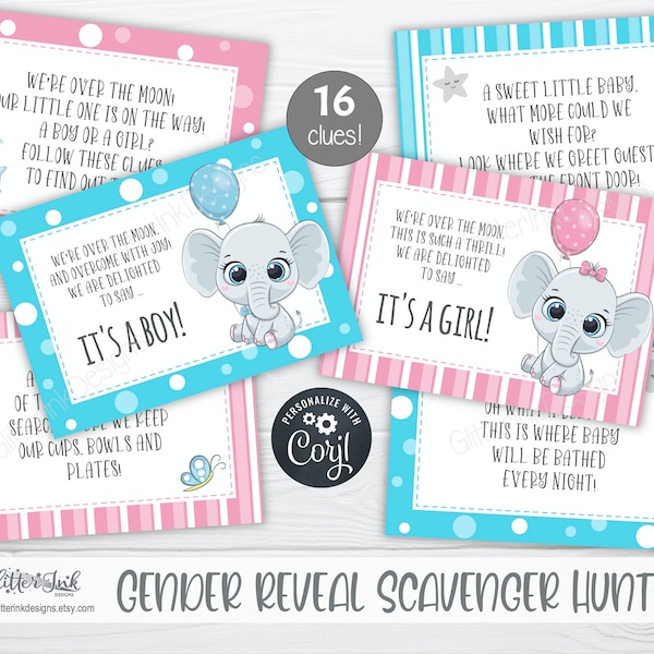 Gender Reveal Scavenger Hunt Clues - Etsy
