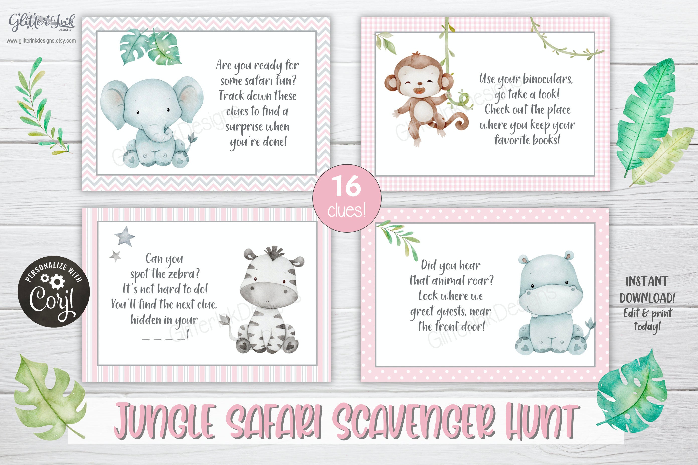 Safari Scavenger Hunt Clue Cards / Jungle Party Treasure Hunt | Etsy