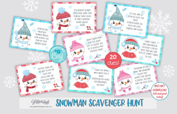 Christmas scavenger hunt clue cards / Christmas treasure hunt ...