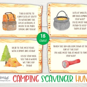 Camping Scavenger Hunt Printable Clue Cards, Campground Outdoor Kids ...
