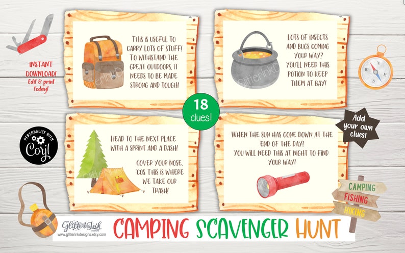 Camping Scavenger Hunt / Camping Party Printable Outdoor Kids - Etsy