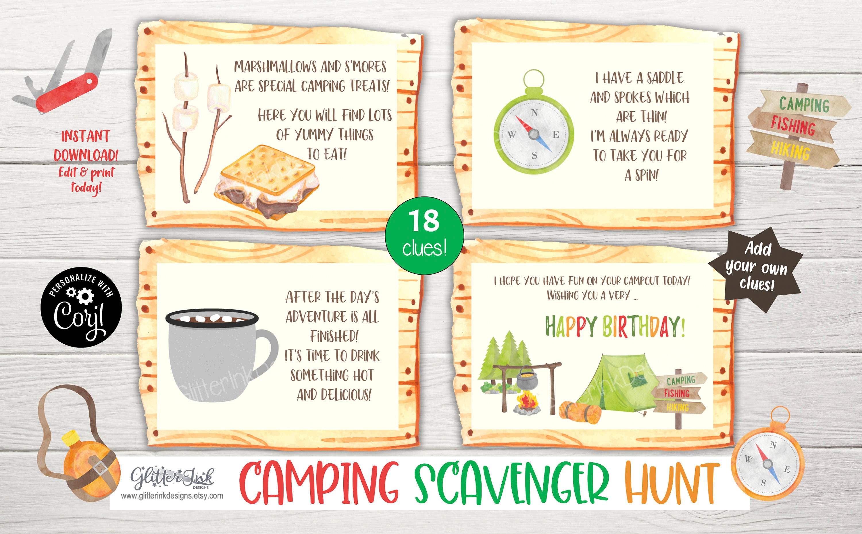 Paper & Party Supplies Party Supplies Camping party printable outdoor ...