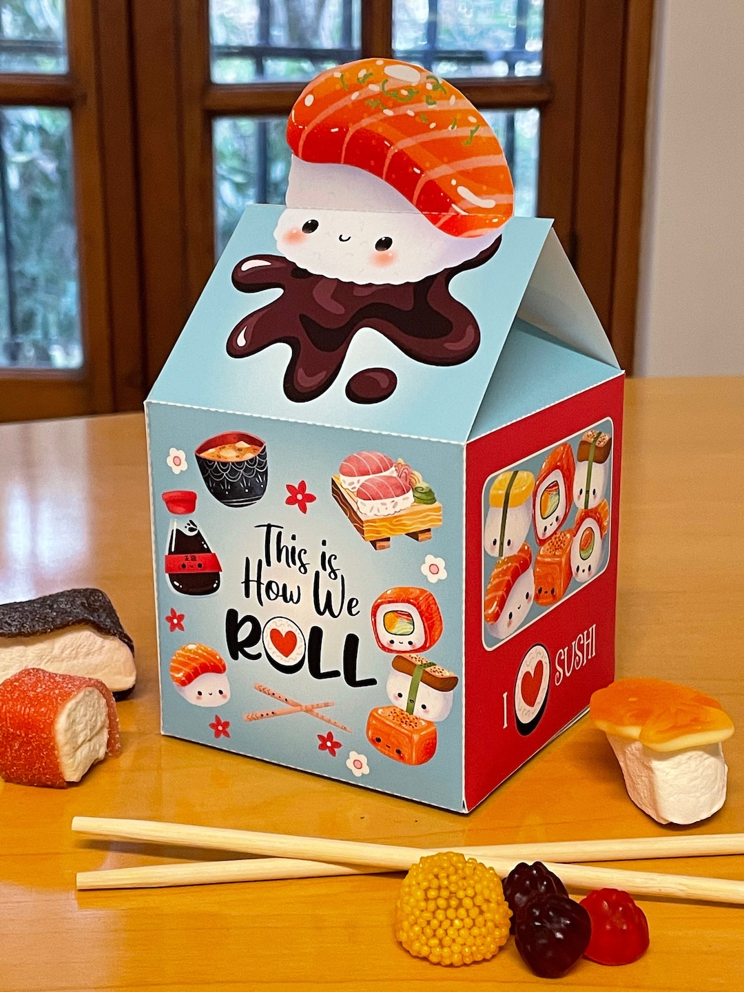Sushi Birthday Party Printable Favor Box / Sushi Takeout Box Party ...