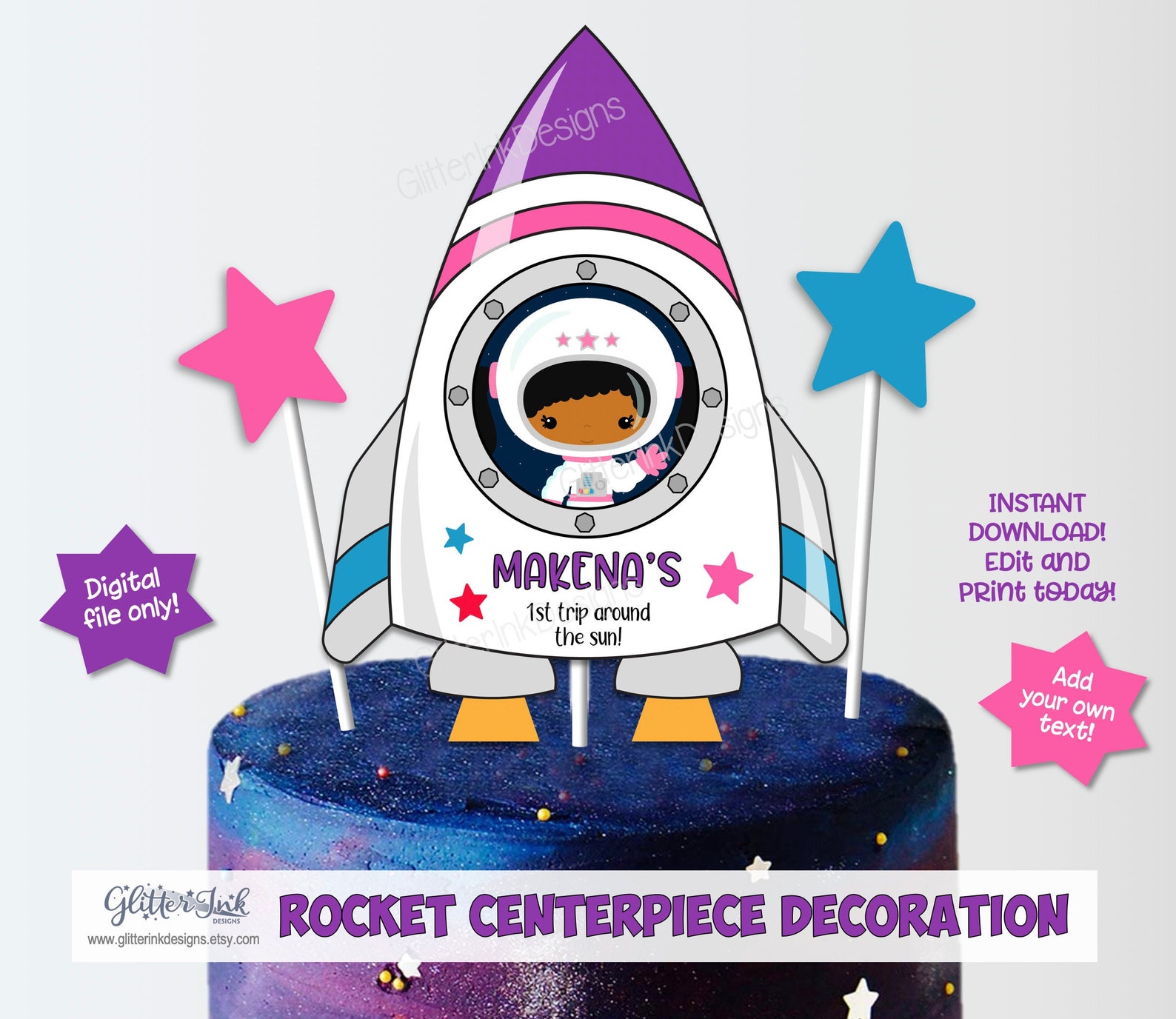 Space Party Cake Topper Centerpiece Decoration / Spaceship - Etsy