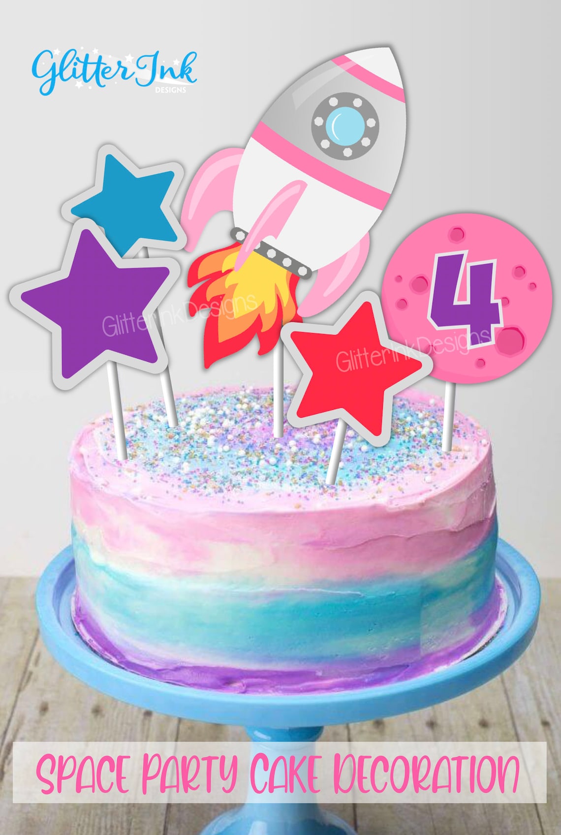 Outer Space Party Printable Cake Topper / Space Centerpiece - Etsy