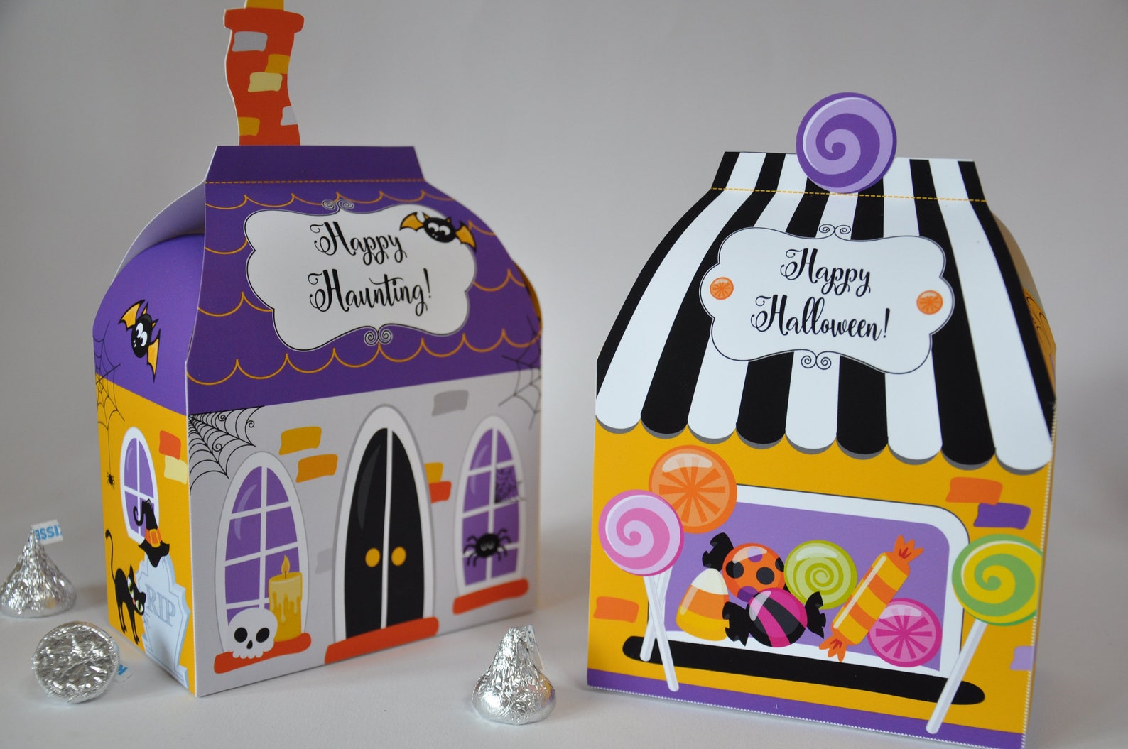 Halloween Treat Boxes / Halloween Printable Favor Box Haunted - Etsy