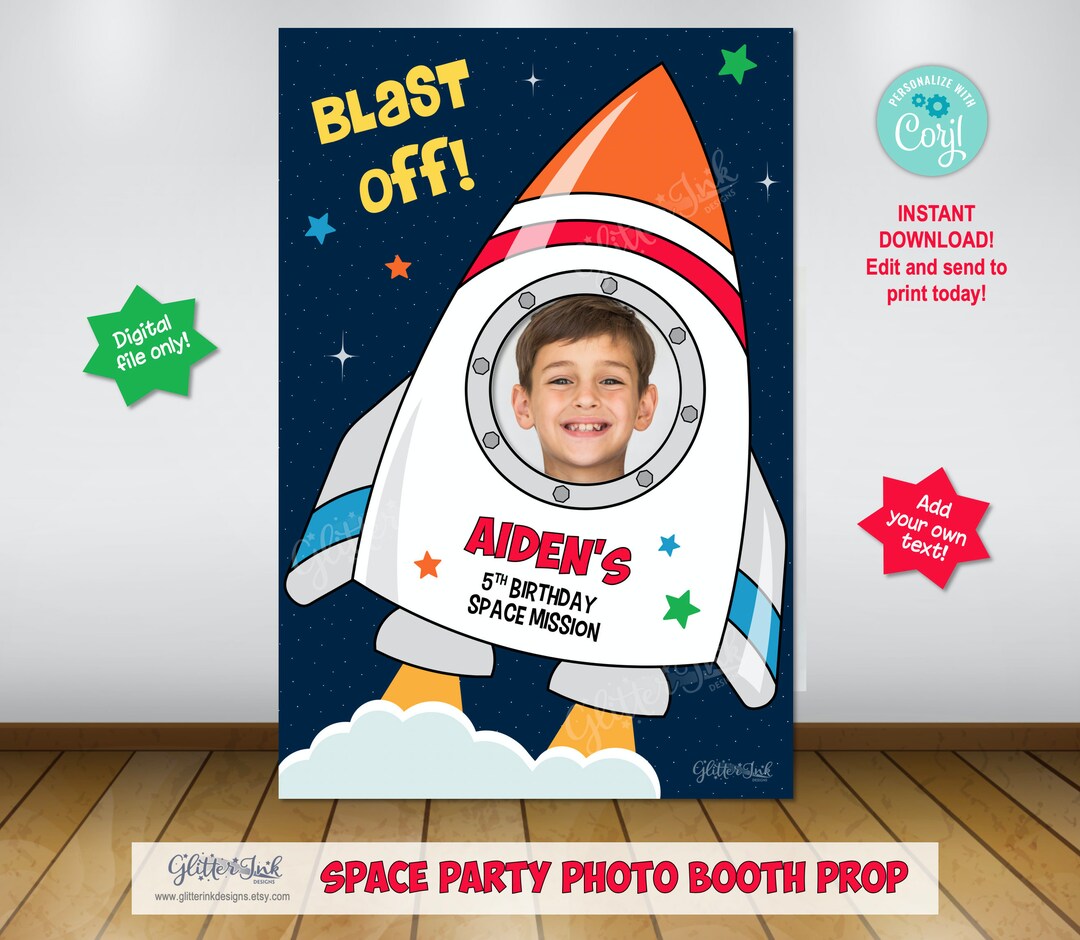Outer Space Party Photo Booth Frame / Rocket Printable Party Prop ...
