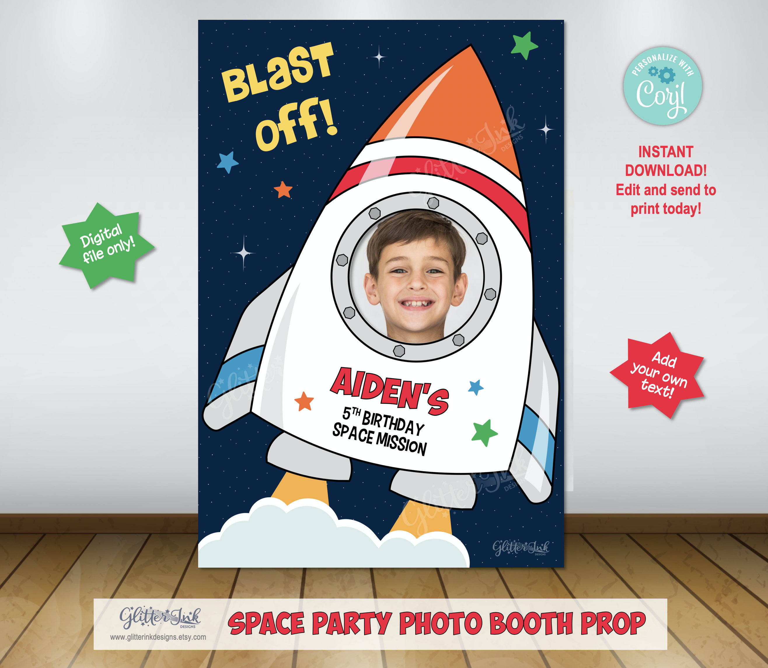 Outer Space Party Photo Booth Frame / Rocket Printable Party - Etsy Sweden