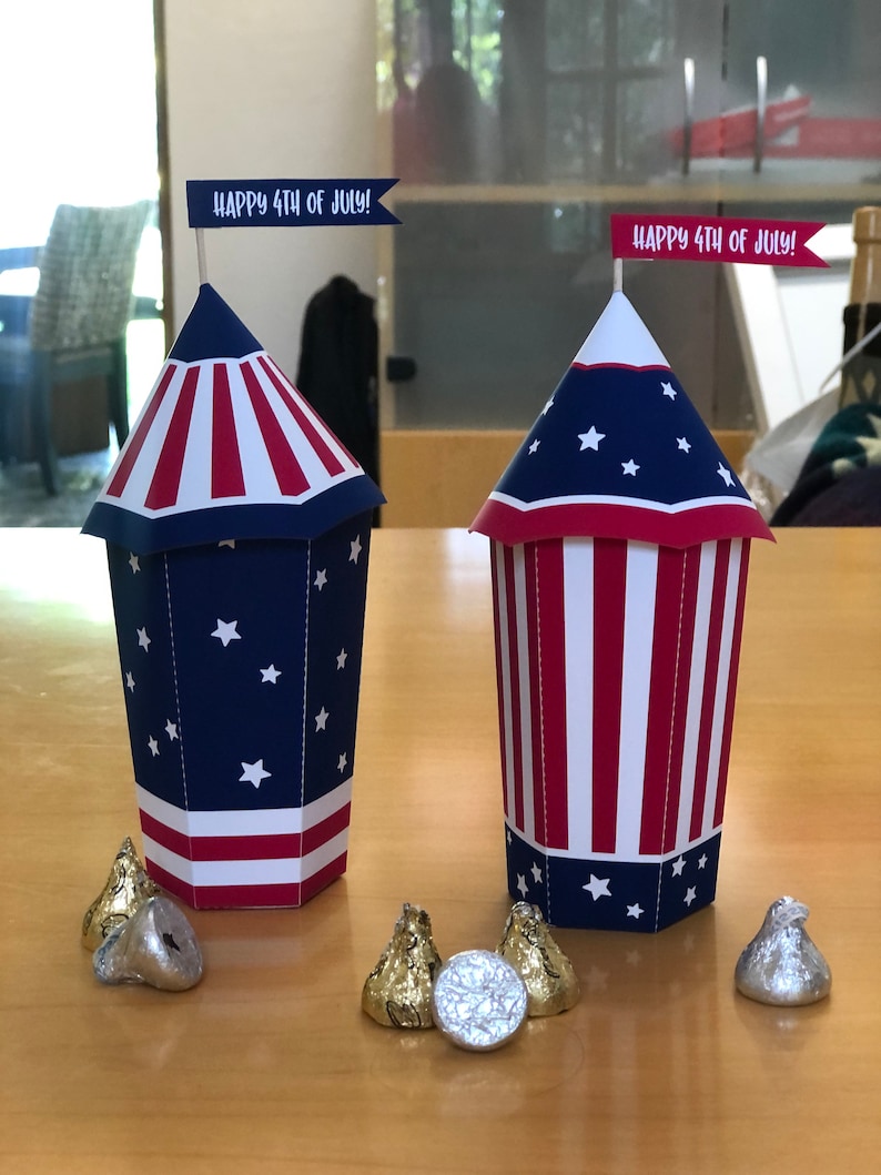 4th of July Rocket Favor Box / Fourth of July Party Decorations ...