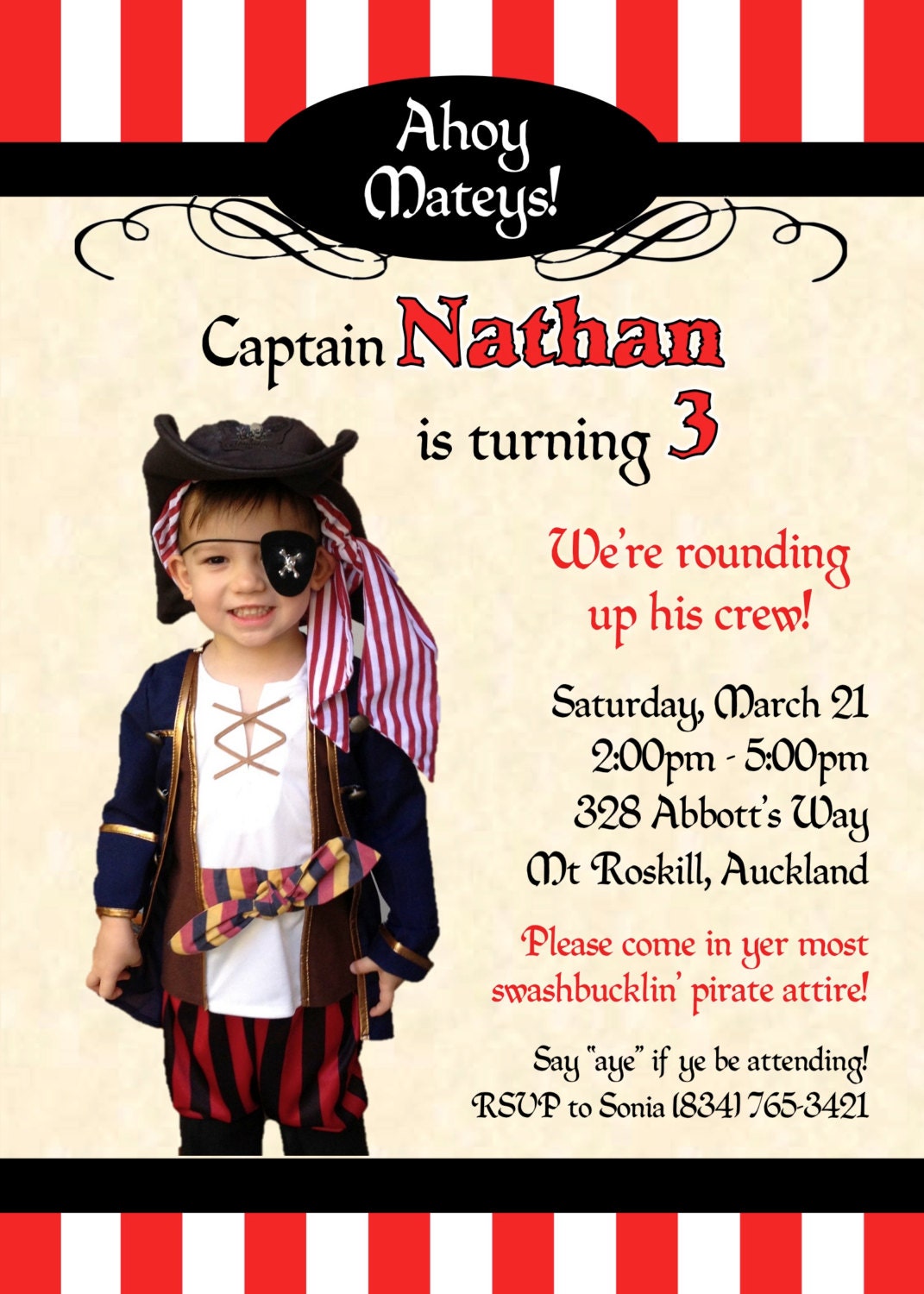 Pirate Party Photo Invitation / Pirate Invitation / Pirate Party Invite ...