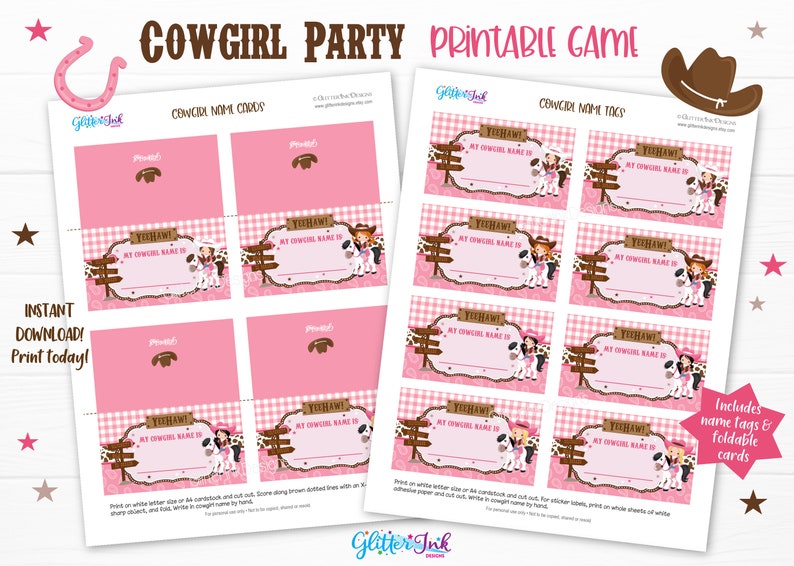 What's Your Cowgirl Name Printable Party Game, Wild West Sign With Name ...