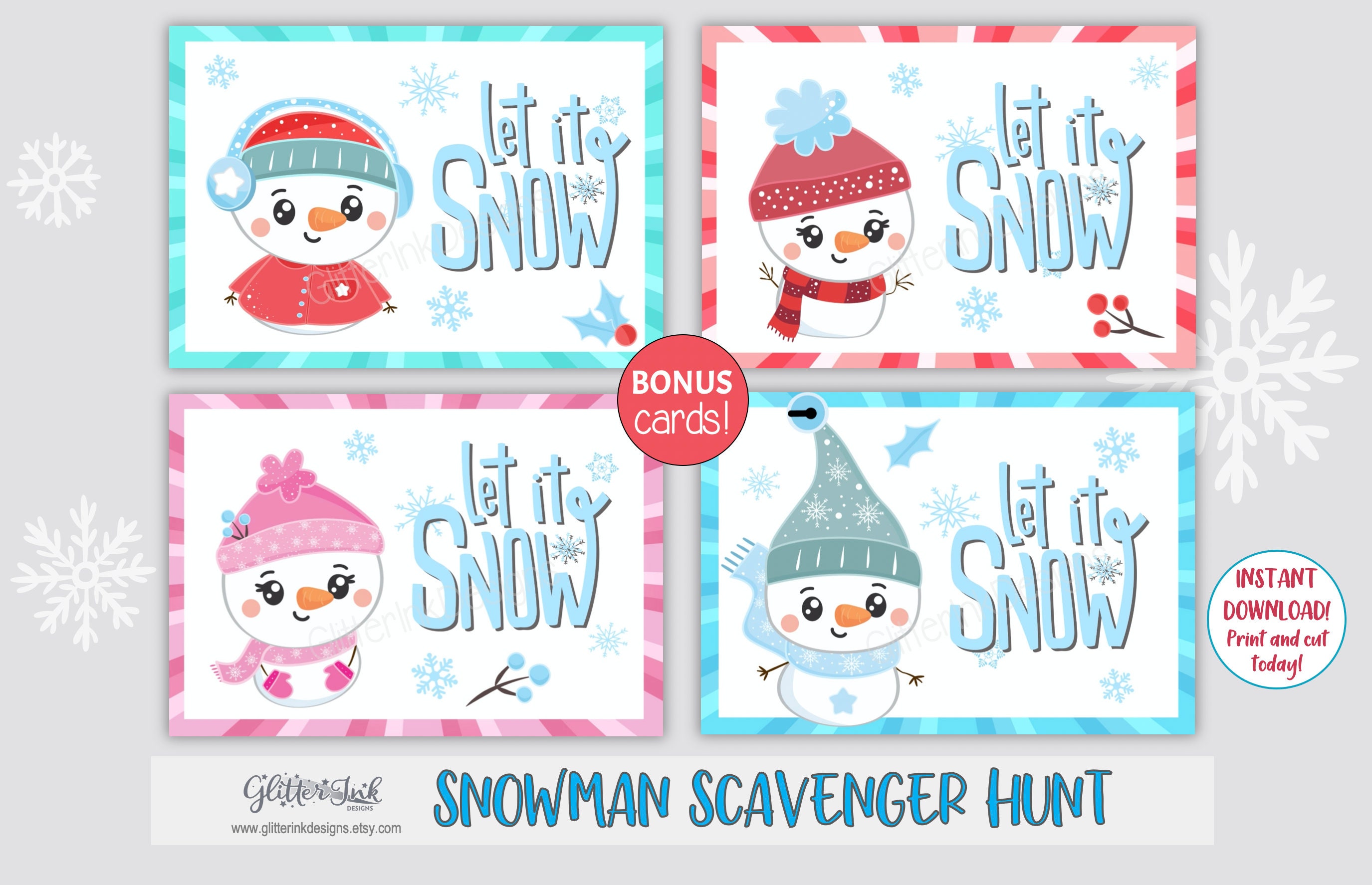 White Christmas Scavenger Hunt Clue Cards, Winter Wonderland Treasure ...