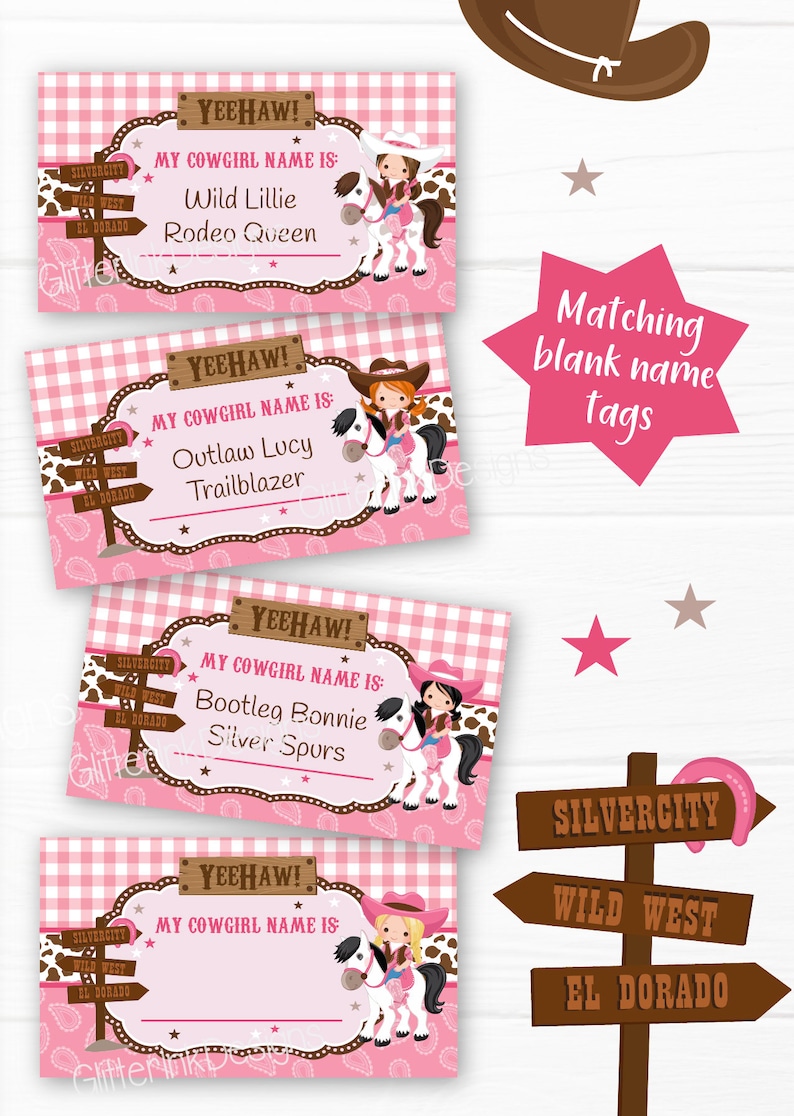 What's Your Cowgirl Name Printable Party Game, Wild West Sign With Name ...