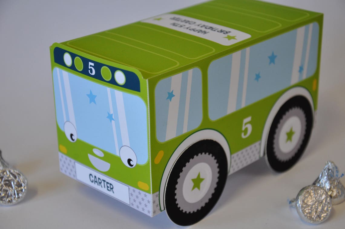 Little Bus Birthday Printable Favor Box / Bus Party Treat Box - Etsy