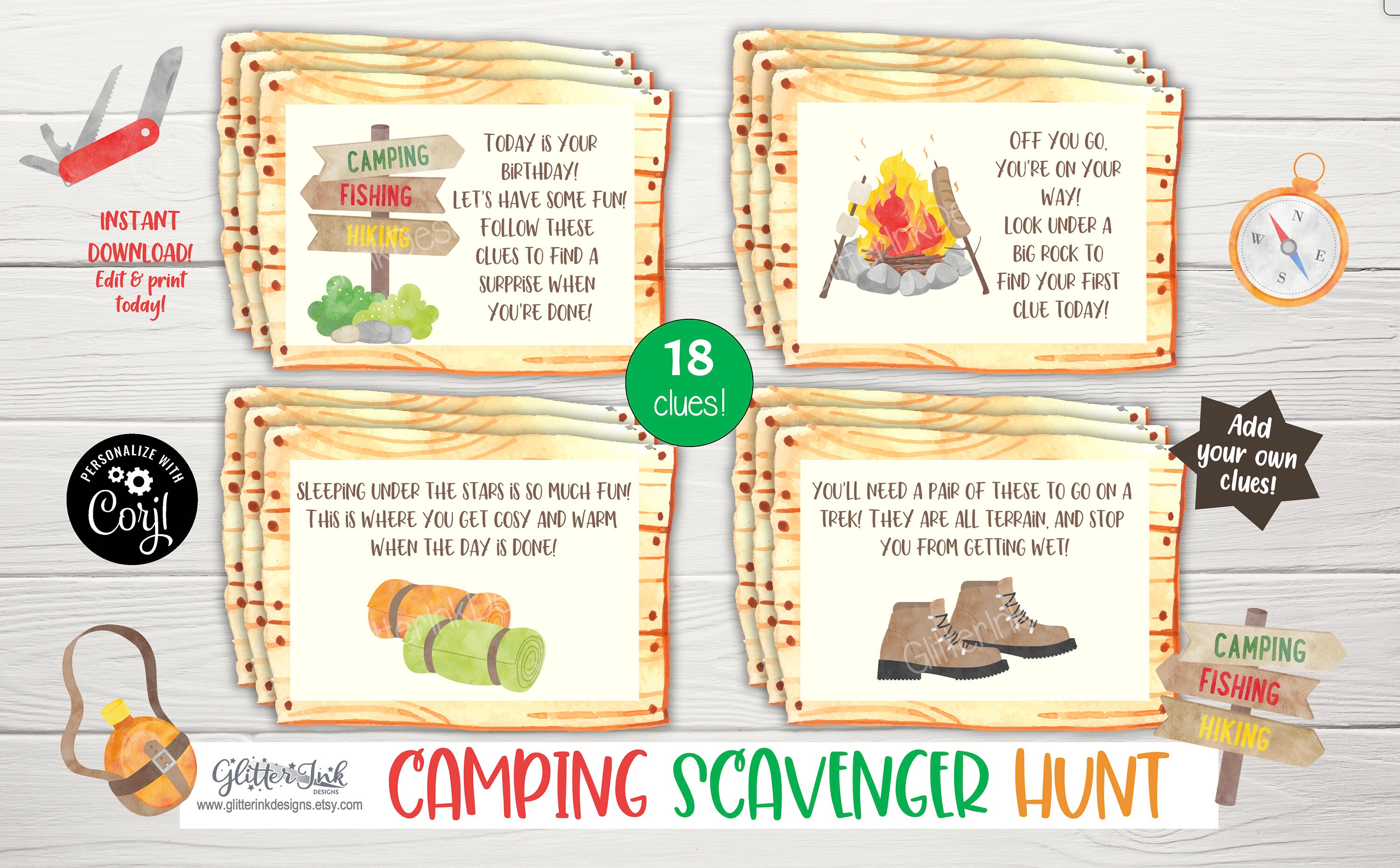 Paper & Party Supplies Party Supplies Camping party printable outdoor ...
