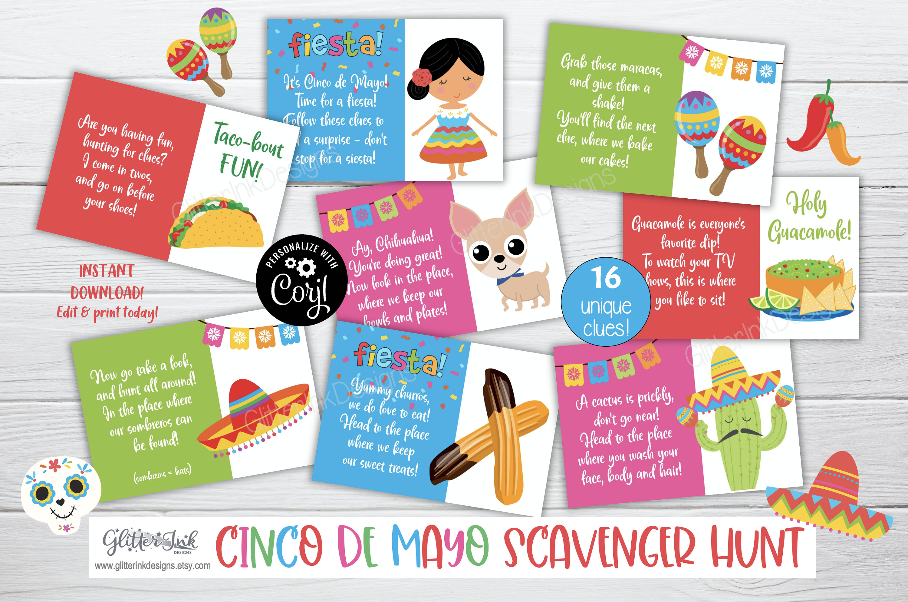 Cinco de Mayo scavenger hunt for kids / Mexican fiesta | Etsy