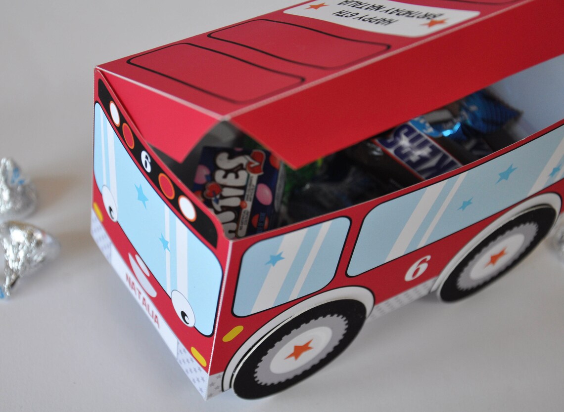 Little Bus Birthday Printable Favor Box / Bus Party Treat Box - Etsy