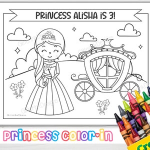 Princess Party Coloring Page / Princess and Unicorn Colouring Activity ...