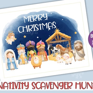 Nativity Scene Christmas Carols Scavenger Hunt Clue Cards for Kids ...