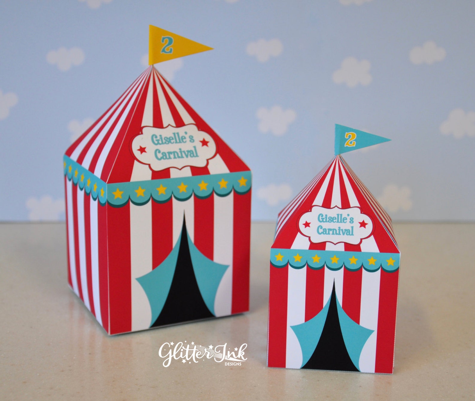 Circus Party Cupcake Favor Box / Carnival Birthday Tent Treat - Etsy