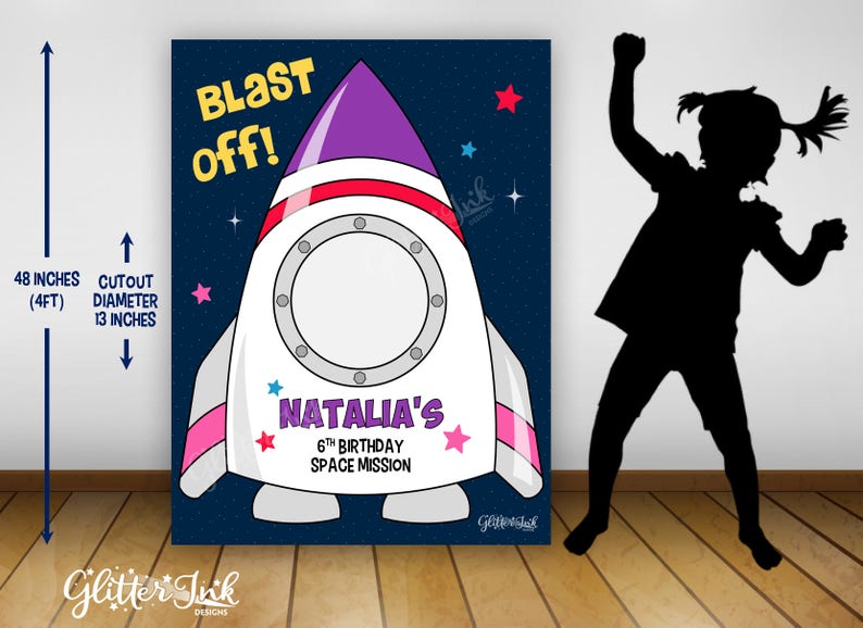 Outer Space Party Printable Photo Booth Frame / Rocket Party - Etsy
