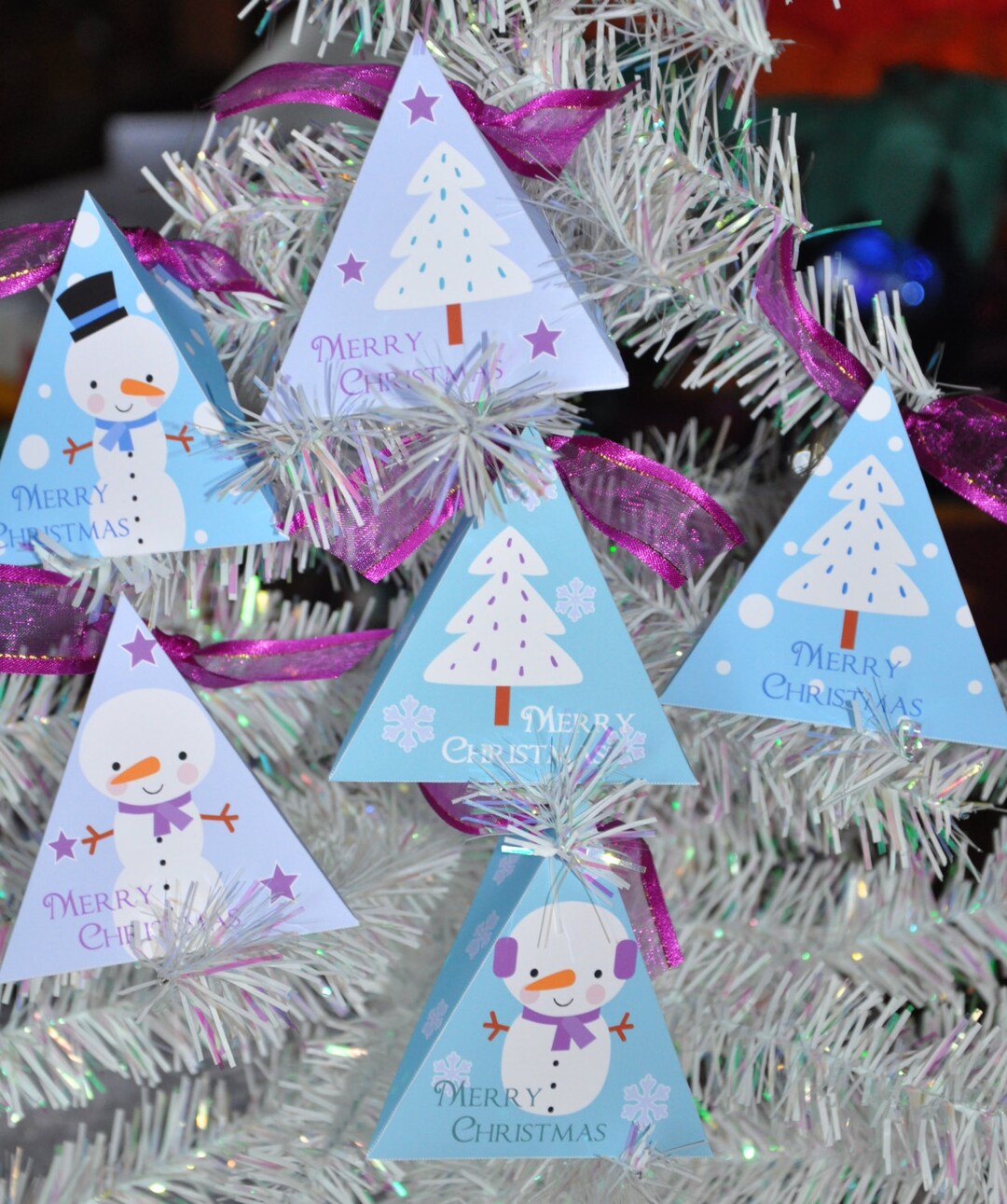 Snowman Merry Christmas Triangle Gift Box - PDF Printable Digital File ...