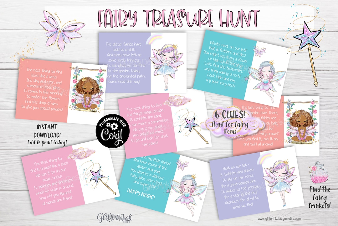Enchanted Garden Fairy Treasure Hunt Clues for Kids Birthday Party ...