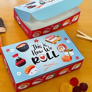 MINI Sushi Birthday Printable Favor Boxes, Editable Sushi Bento Box ...