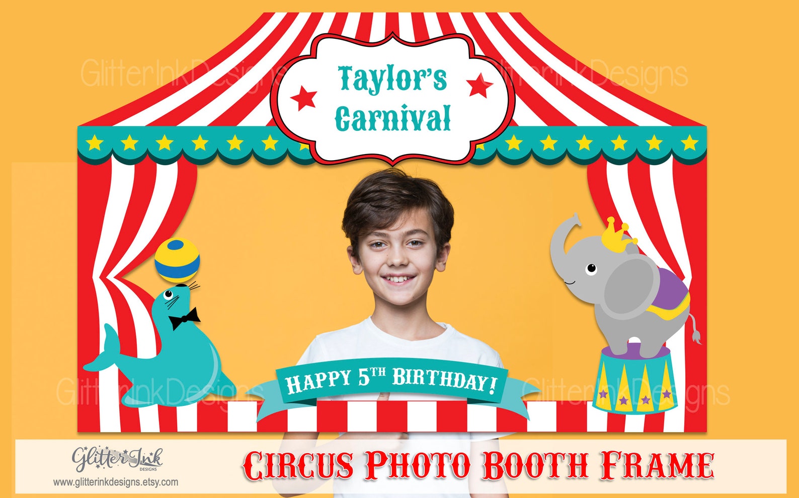 Circus carnival party photo booth frame PDF and PNG | Etsy