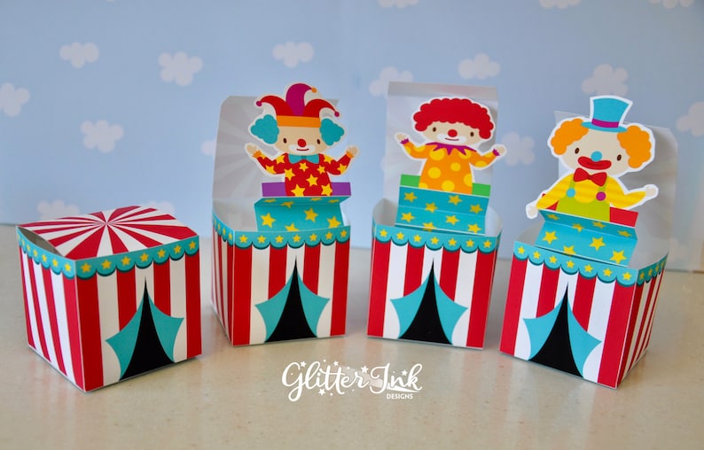 Circus Clown Jack in the Box Pop up Favor Box / Printable - Etsy