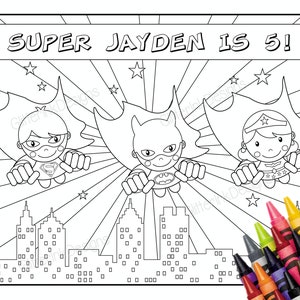 Super Hero Party Coloring Page / Flying Super Heroes Colouring Activity ...