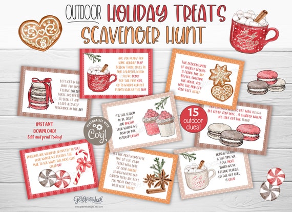 Outdoor Christmas scavenger hunt for older kids, Gingerbread holiday ...