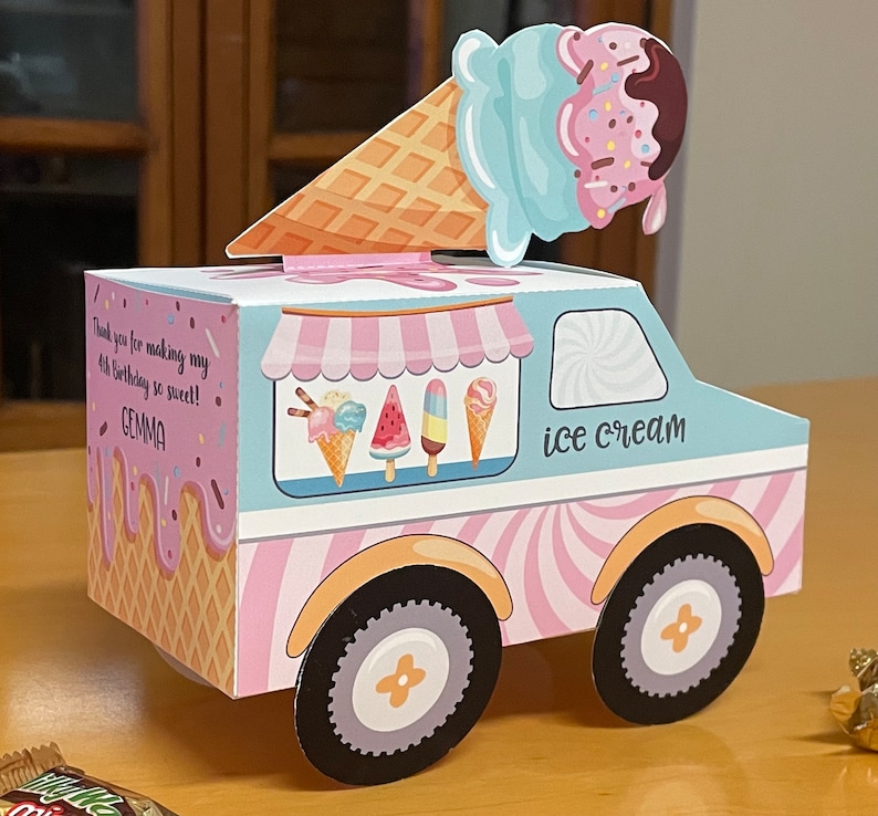 Ice Cream Truck Favor Box Printable Party Favors, Two Sweet Birthday ...