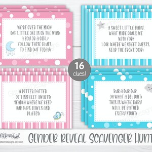 Gender Reveal Scavenger Hunt Clue Cards / Gender Reveal - Etsy