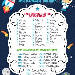 Boy Astronaut Name Game / Printable Outer Space Party Game / Rocket ...
