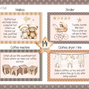 Gender Reveal Scavenger Hunt Clue Cards for Baby Shower Party Games ...